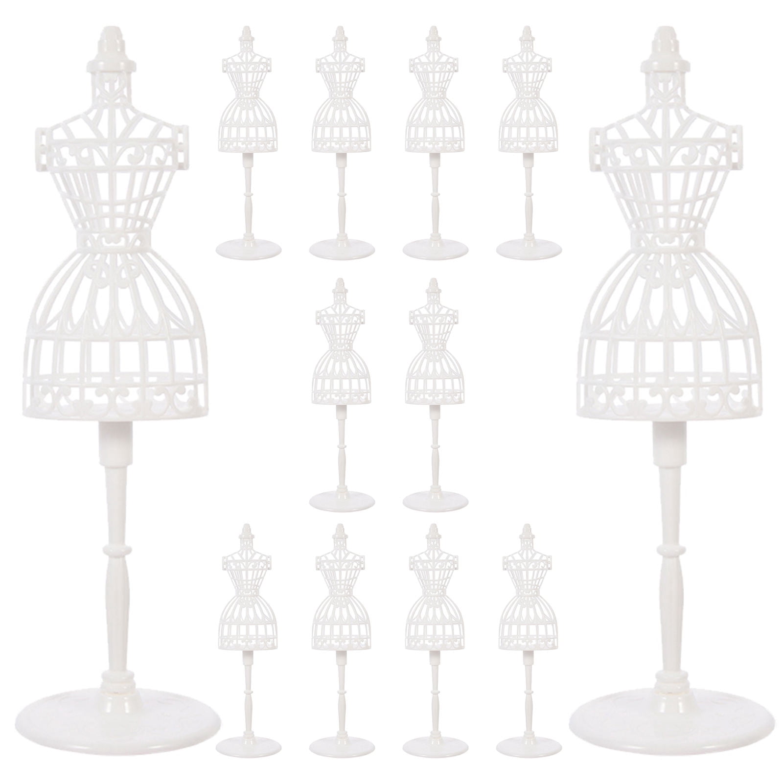 OUNONA 12pcs Doll Dress Stands White Mini Dress Forms for Clothes ...