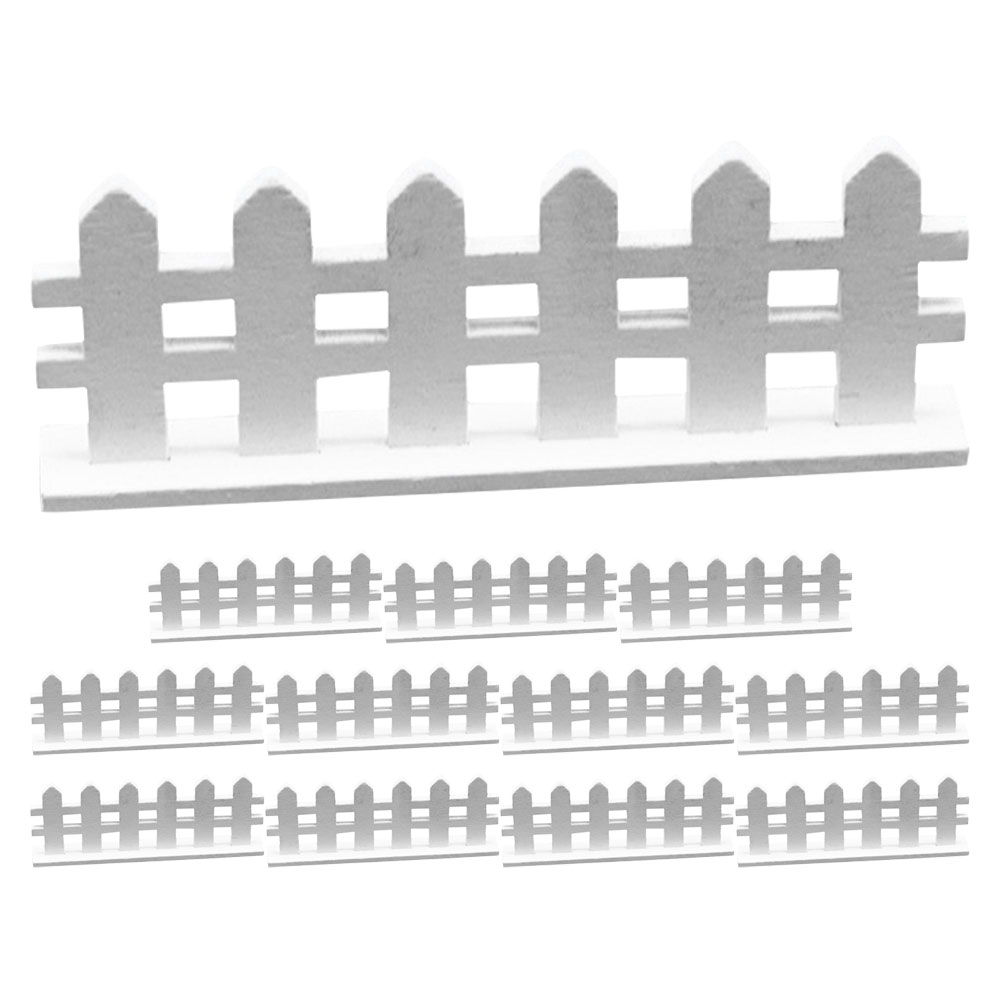 OUNONA 12pcs Miniature Wood Fence DIY Dollhouse Picket Fence ...