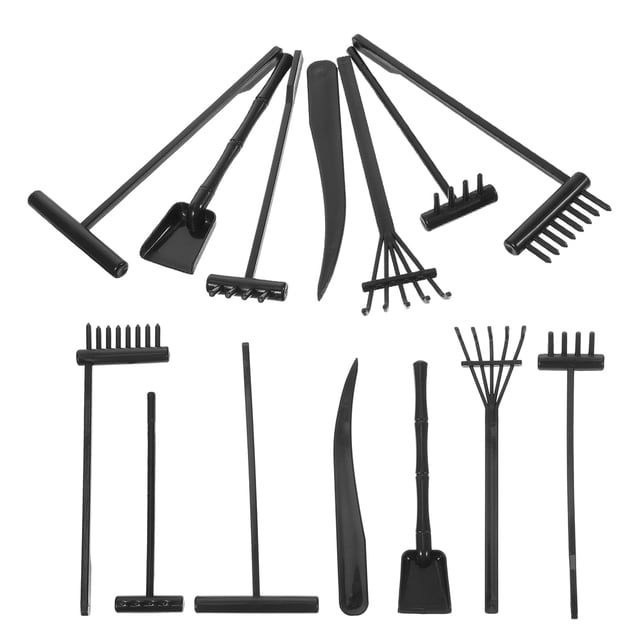 OUNONA 14 Pieces Zen Garden Rake Set Black Plastic Sandbox Rake for Tea ...