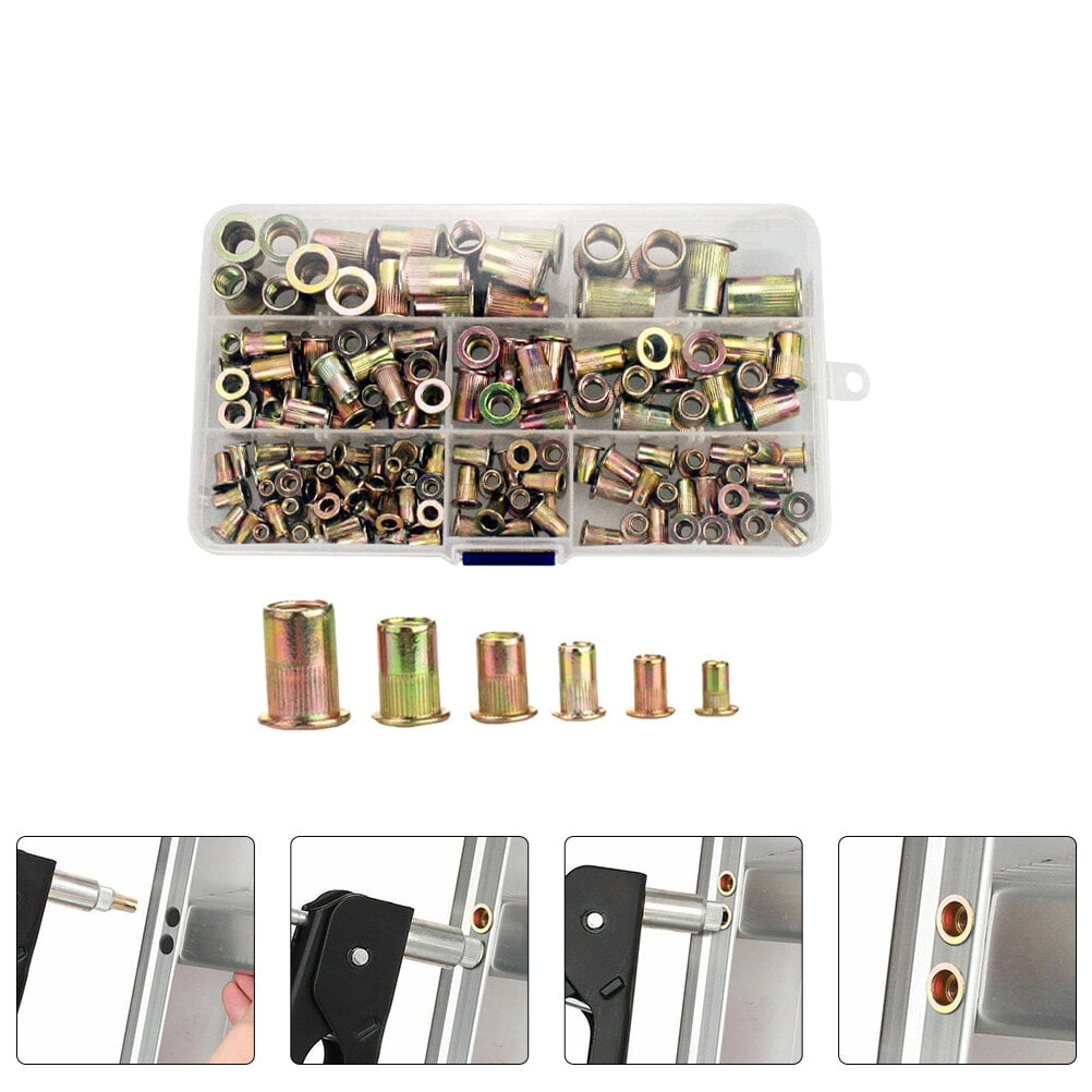 OUNONA 150 Pcs Stainless Steel Rivet Nut Threaded Insert Flat Head ...