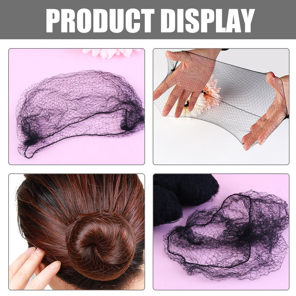 OUNONA 150Pcs Black Hair Nets for Buns Elastic Mesh Bun Cover for ...