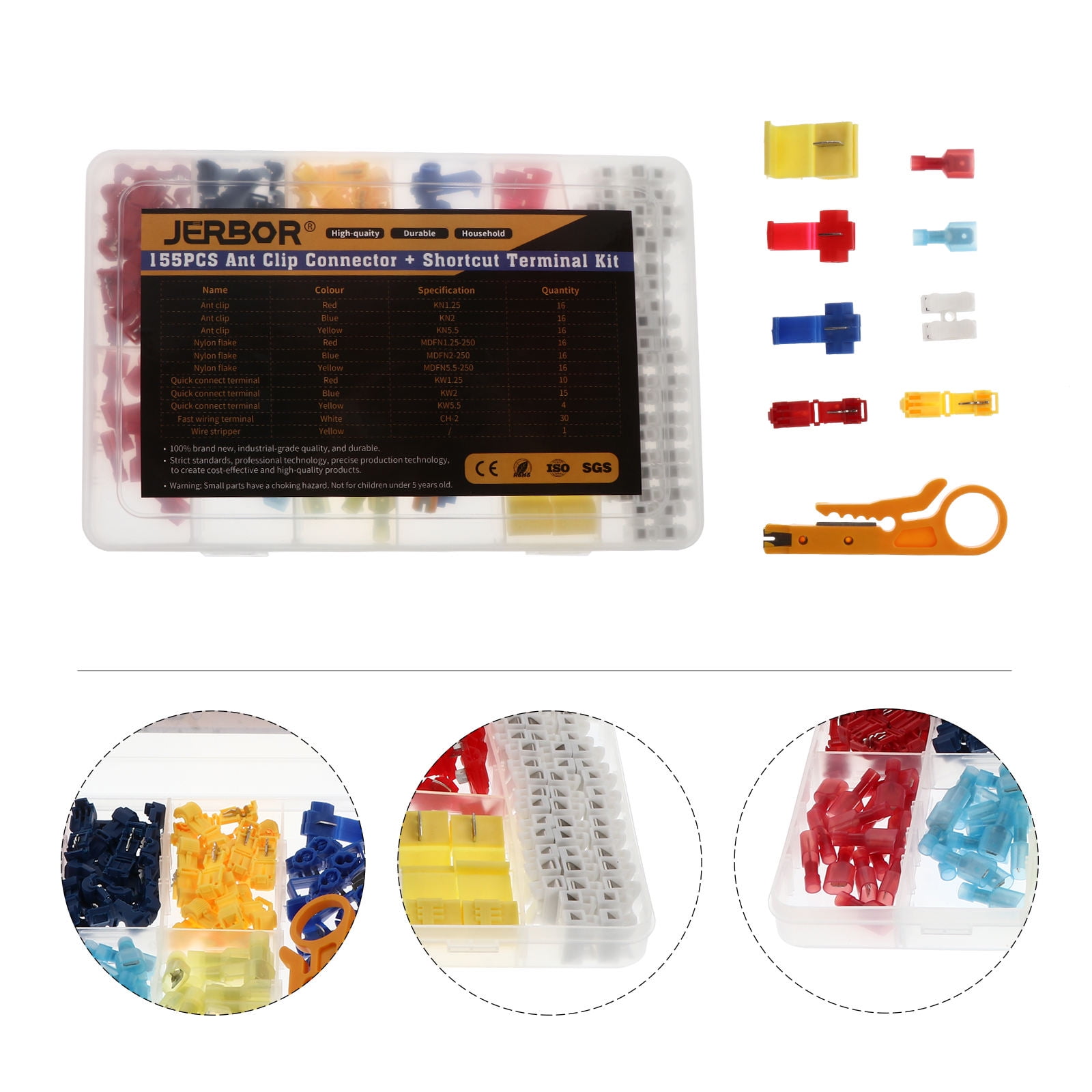 OUNONA 155pcs Self-stripping Quick Splice Ant Wire Kit Wire Terminals ...