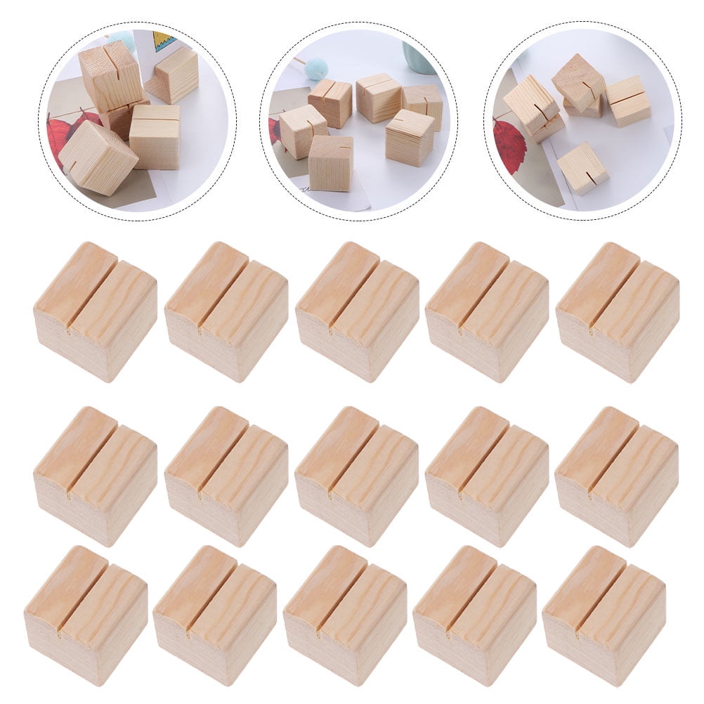 OUNONA 15Pcs Name Card Wood Base Wood Picture Stand Desk Cards Display ...