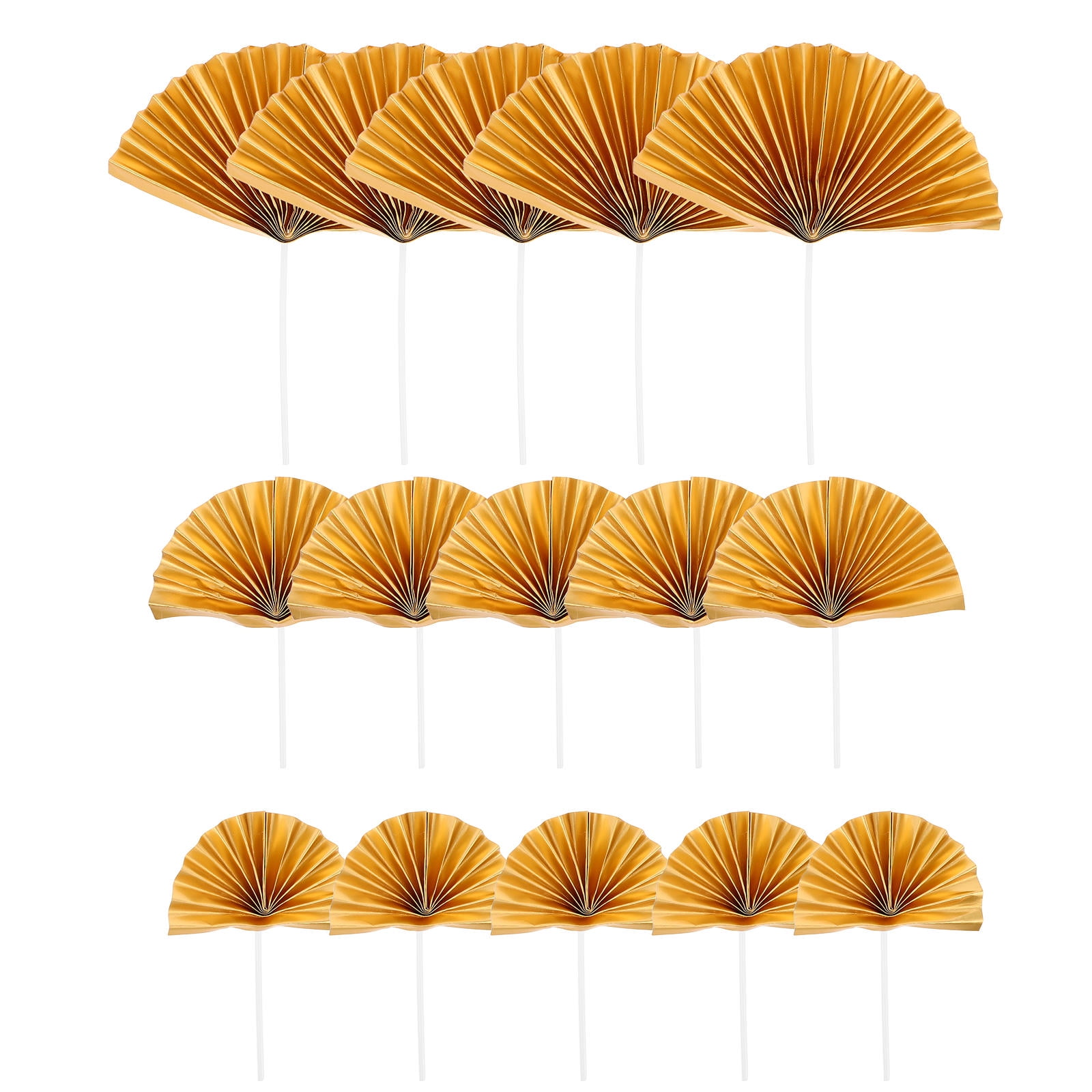 Tineasur 15Pcs Gold Fan Cake Toppers Easy to Use Paper Fan Inserts for ...