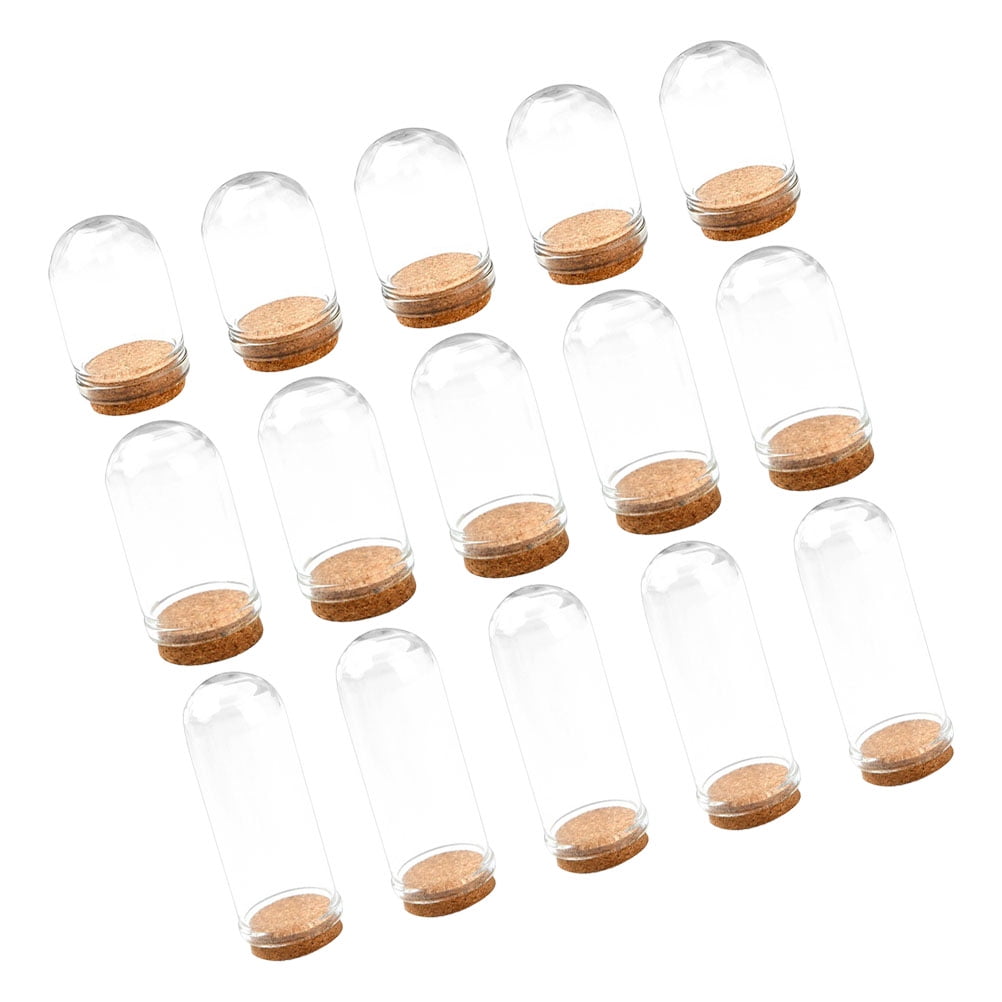 OUNONA 15pcs Mini Glass Dome with Tray Clear Glass Display Case for ...