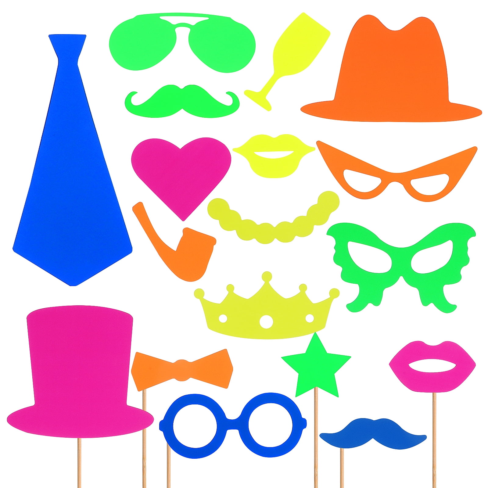 OUNONA 17pcs Neon Decors Photo Booth Props Decorative Handheld Paper ...