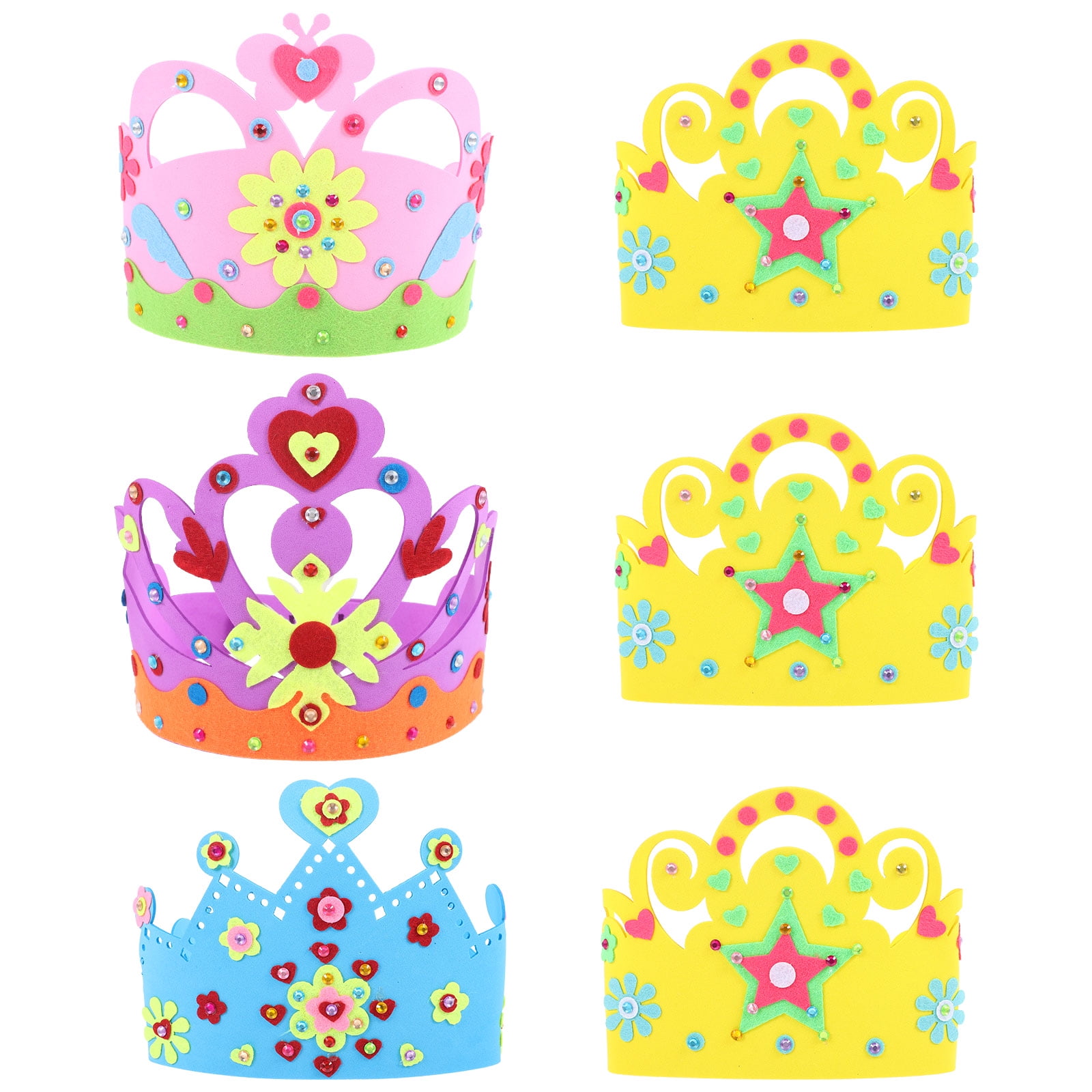 OUNONA 18 Pcs Children Crown Tiara Craft Kits DIY Party Crown Hats ...