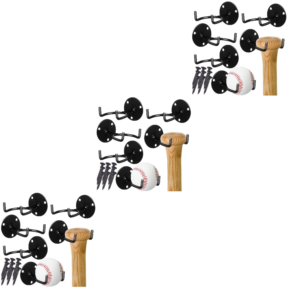 OUNONA 18 Pcs Wall Mounted Baseball Bat Racks Multipurpose Bat Holders ...