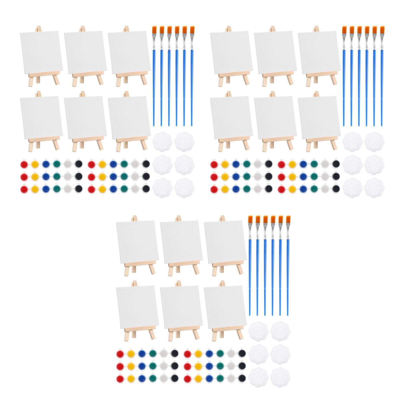 OUNONA 18 Sets Mini Painting Kit Small Canvas Kit Tabletop Wood Easels ...