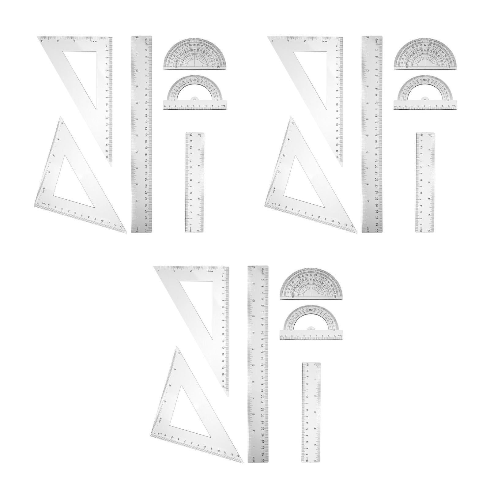 OUNONA 18 pcs Student Geometry Set Includes Protractor Triangle Rulers ...