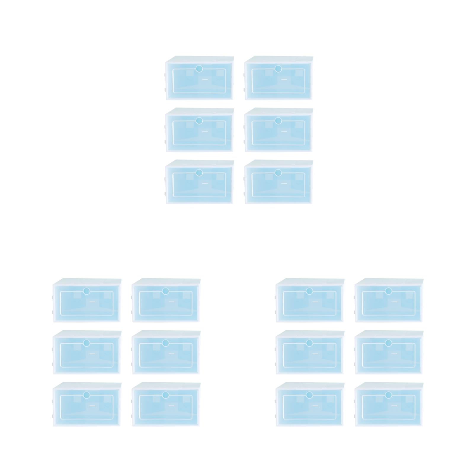 OUNONA 18 pcs Transparent Blue Shoe Box Stackable Foldable Storage Shoe ...