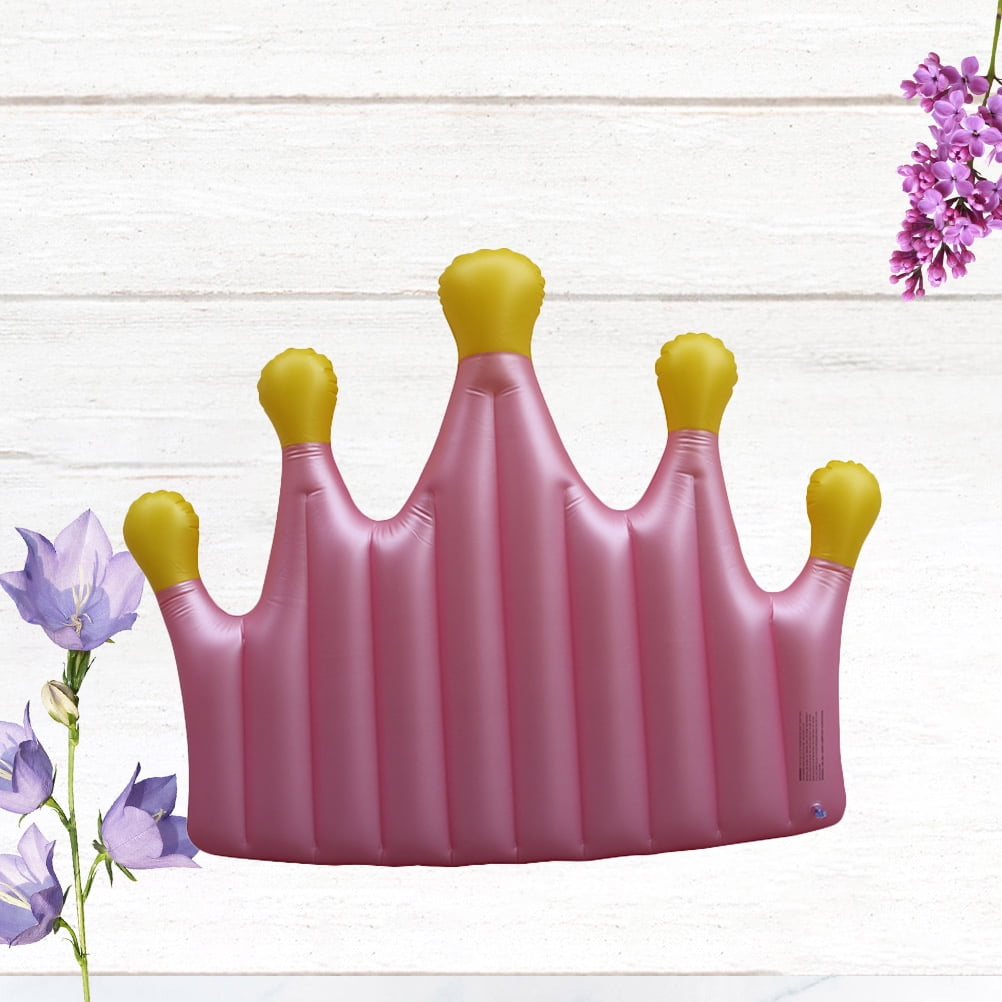 OUNONA Crown Shaped Inflatable Floating Bed for Water Pink PVC Material ...