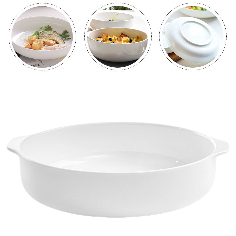 WEAVILUX 1Pack Ceramic Baking Plate Round Nordic Style Home Use Dinner ...