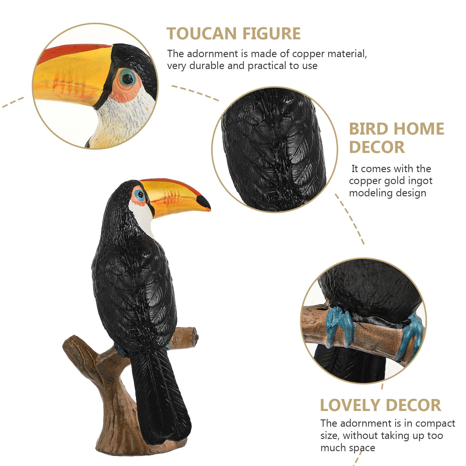 OUNONA 1Pack Toucan Figure Large Plastic Multi Colored for Home Office ...