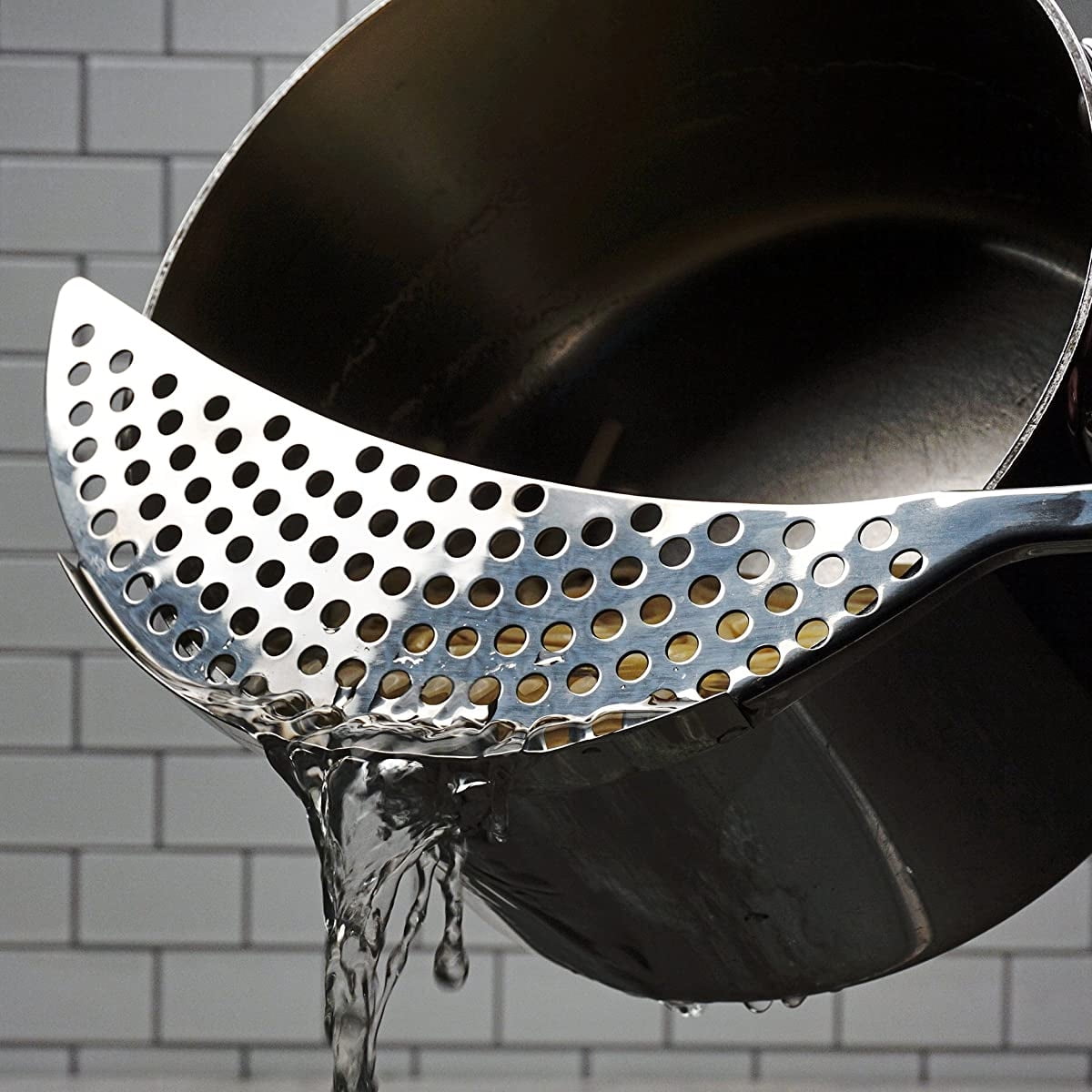 OUNONA 1Pc Stainless Steel Pot Drainer with Green Plastic Handle Fits ...