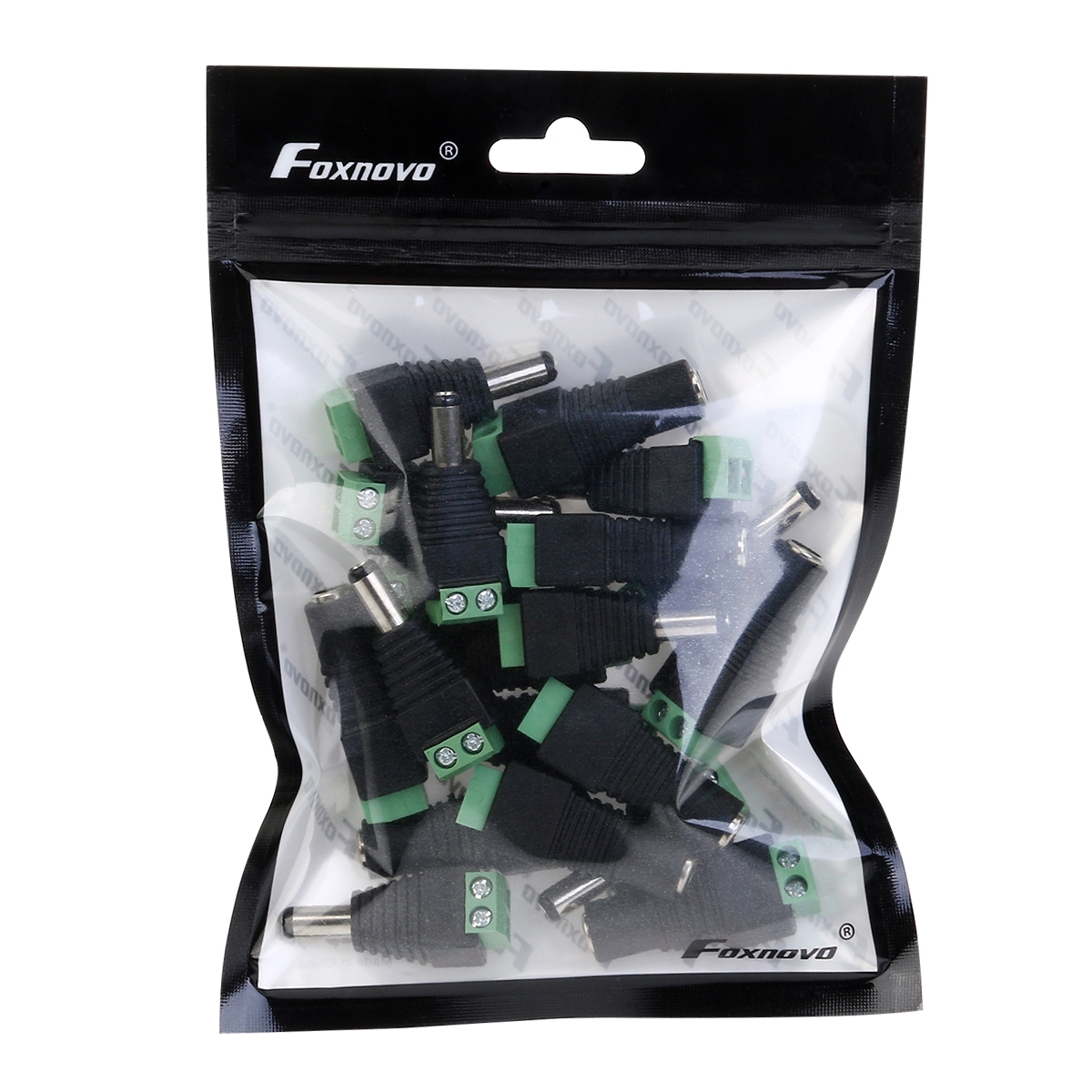 OUNONA 2.1x5.5mm Male DC Power Plug Adapter Female Connector Black ...