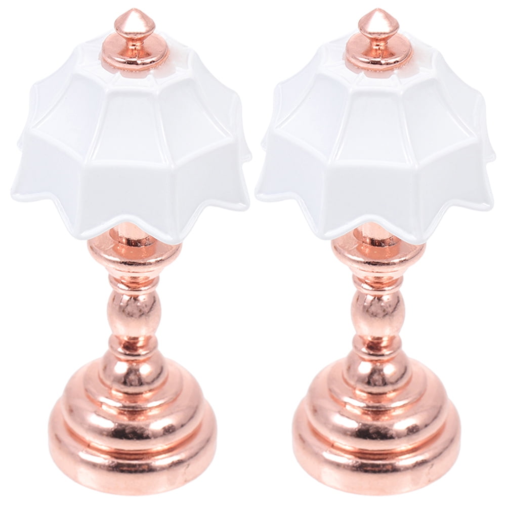 OUNONA 2-Pack Miniature Bedroom Lamps 1/12 Scale Dollhouse Table Lights ...
