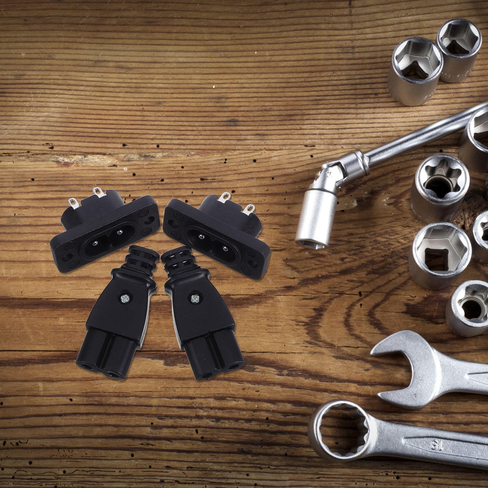 OUNONA 2 Pairs Replacement Plug For Power Cords 2.5A 8-Shaped Male ...