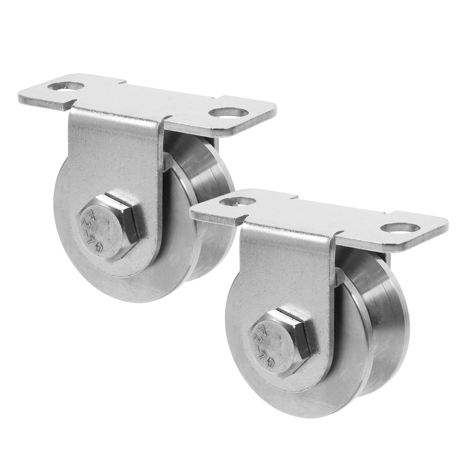 OUNONA 2 Pcs Cable Pulleys Rail Wire Rope Wheel Wall-mounted Silver ...