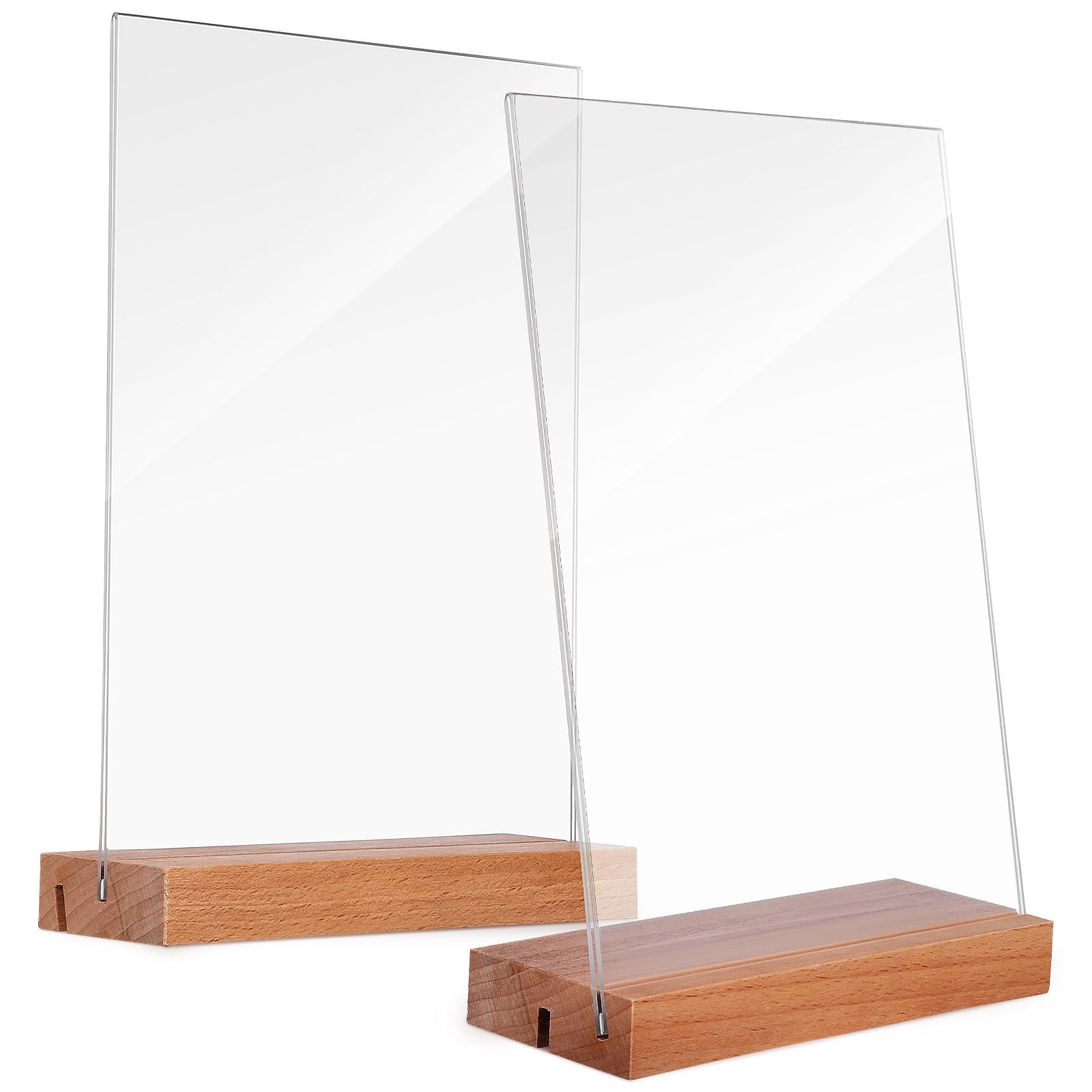 OUNONA Clear Acrylic Sign Boards with Wood Stands for Table Number Menu ...