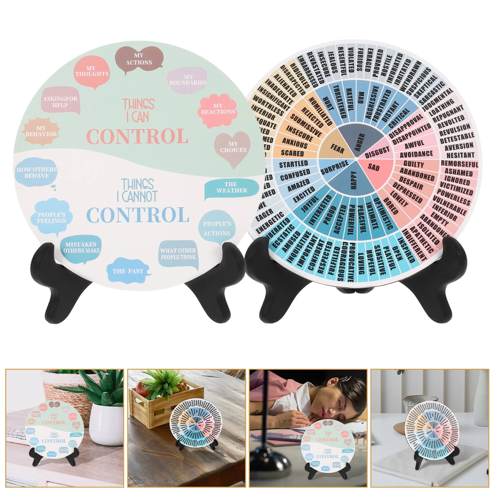 OUNONA 2 Pcs Feelings Wheel Poster Emotional Chart for Adults Office ...