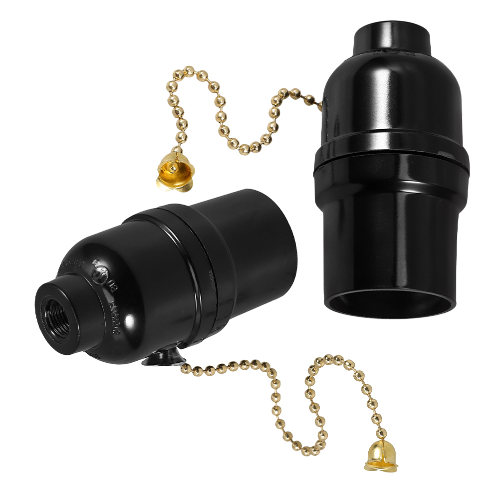 OUNONA 2 Pcs Lamp Socket Replacement Pull Chain Light Fixture Black ...