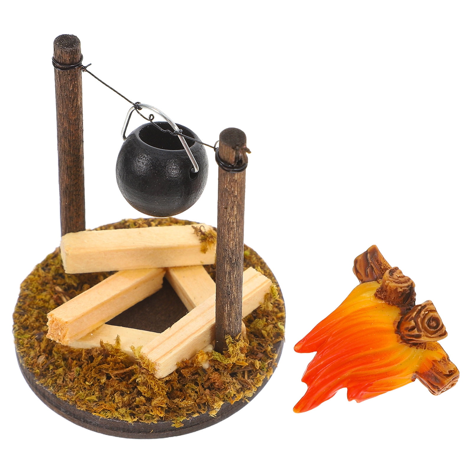 OUNONA 2 Pcs Miniature Campfire Dollhouse Fire Ornament Mini Stove ...