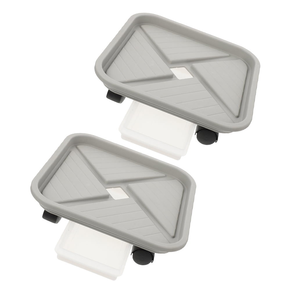 OUNONA 2 Pcs Mobile Flower Pot Water Tray Kit Drivers Camp Plant Grey ...