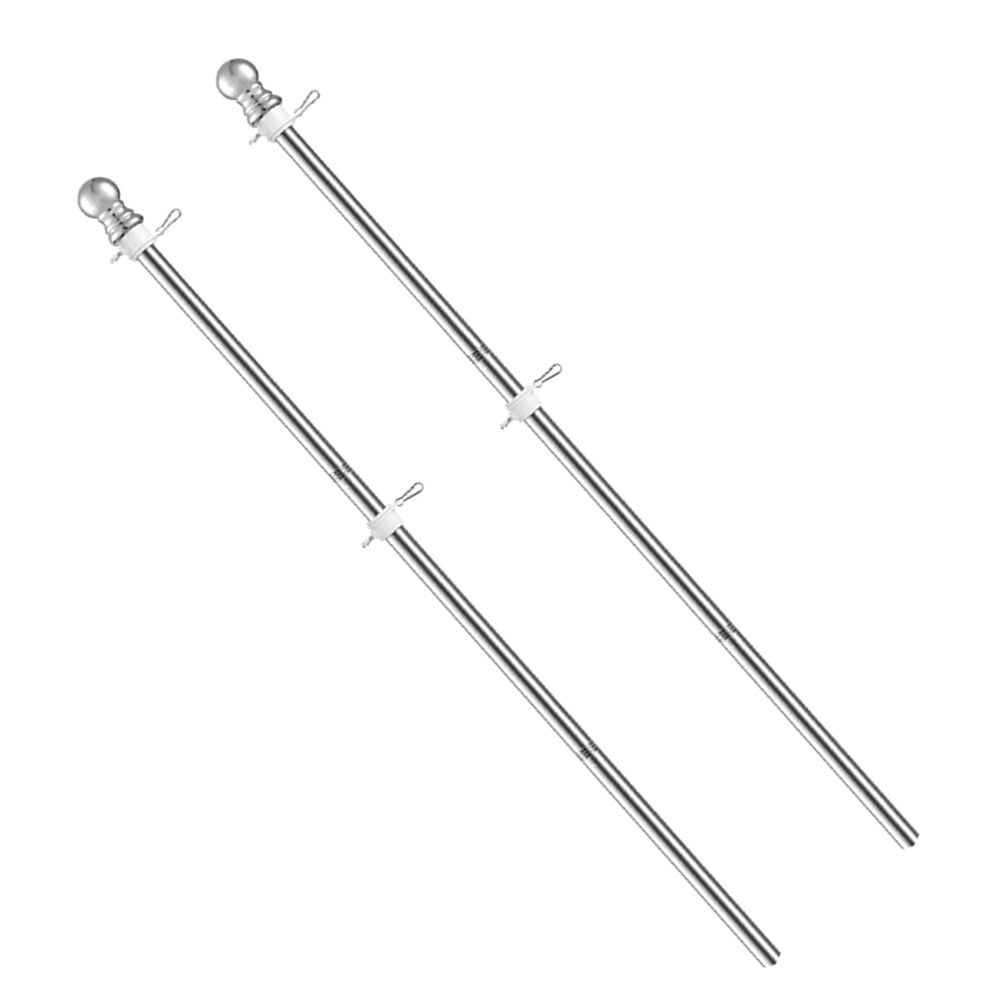 OUNONA 2 Pcs Porch Telescopic Flagpole Flag Pole Masonry 150X2CM Silver ...