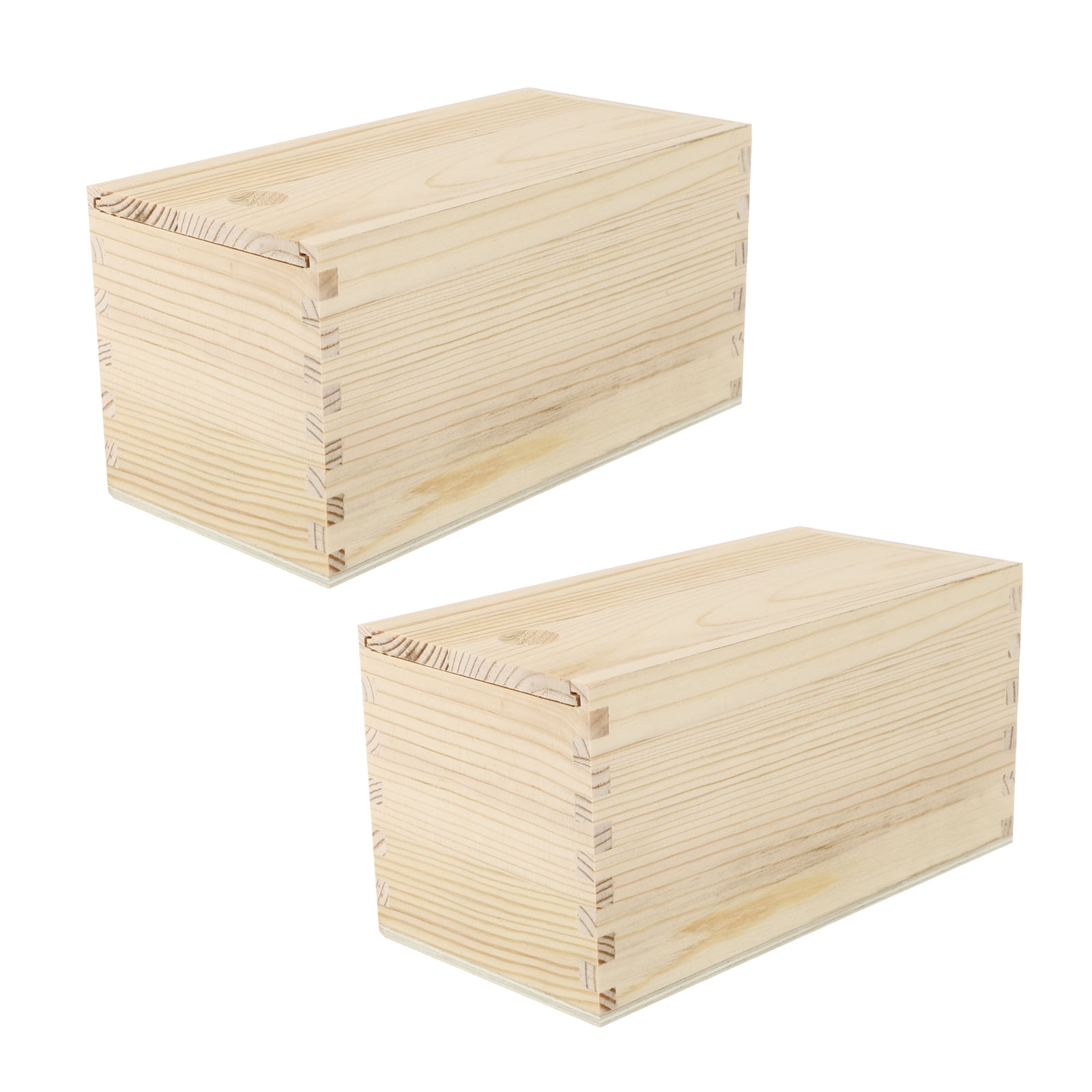 OUNONA 2 Pcs Sliding Wooden Box Trinket Storage Case with Moving Bins ...