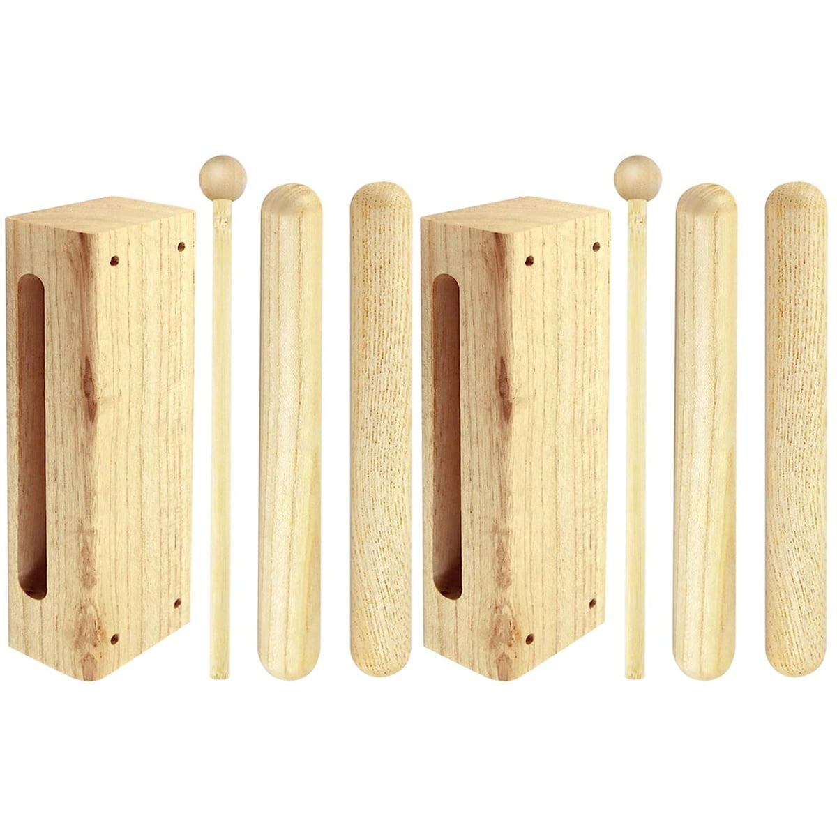 OUNONA 2 Sets of Wood Rhythm Block Musical Percussion Instrument with ...