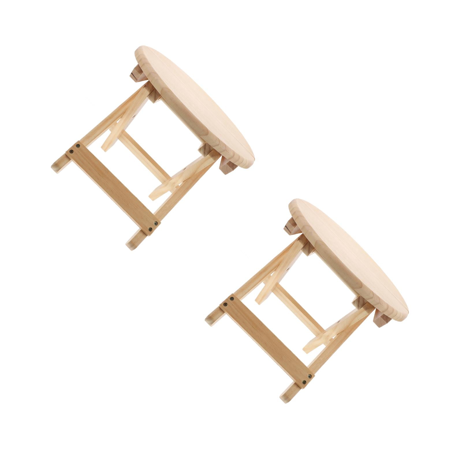 OUNONA 2 pcs Folding Round Wood Low Stool Creative Anti-slip Wood Stool ...