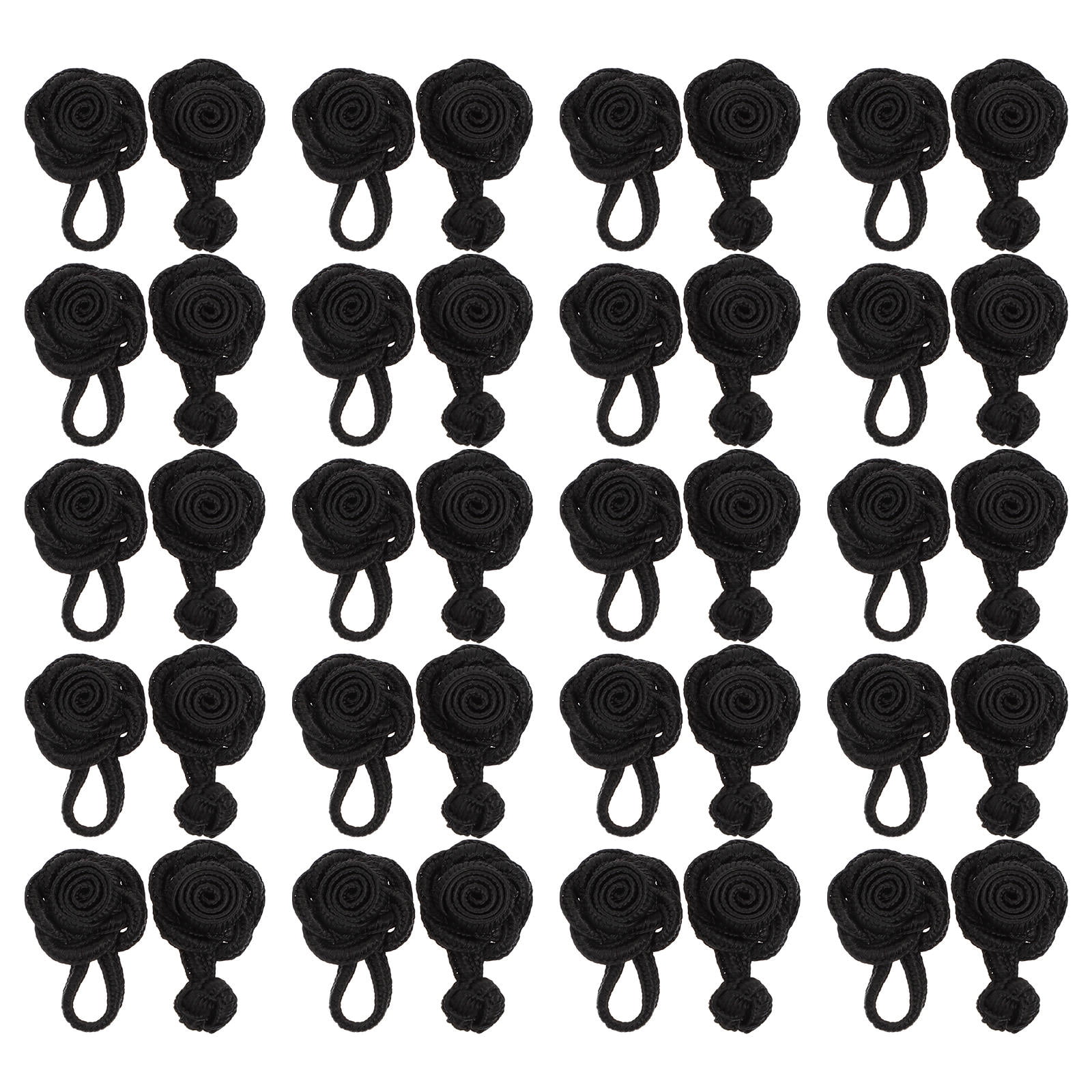OUNONA 20 Pairs of Chinese Style Buttons Black Synthetic Round ...