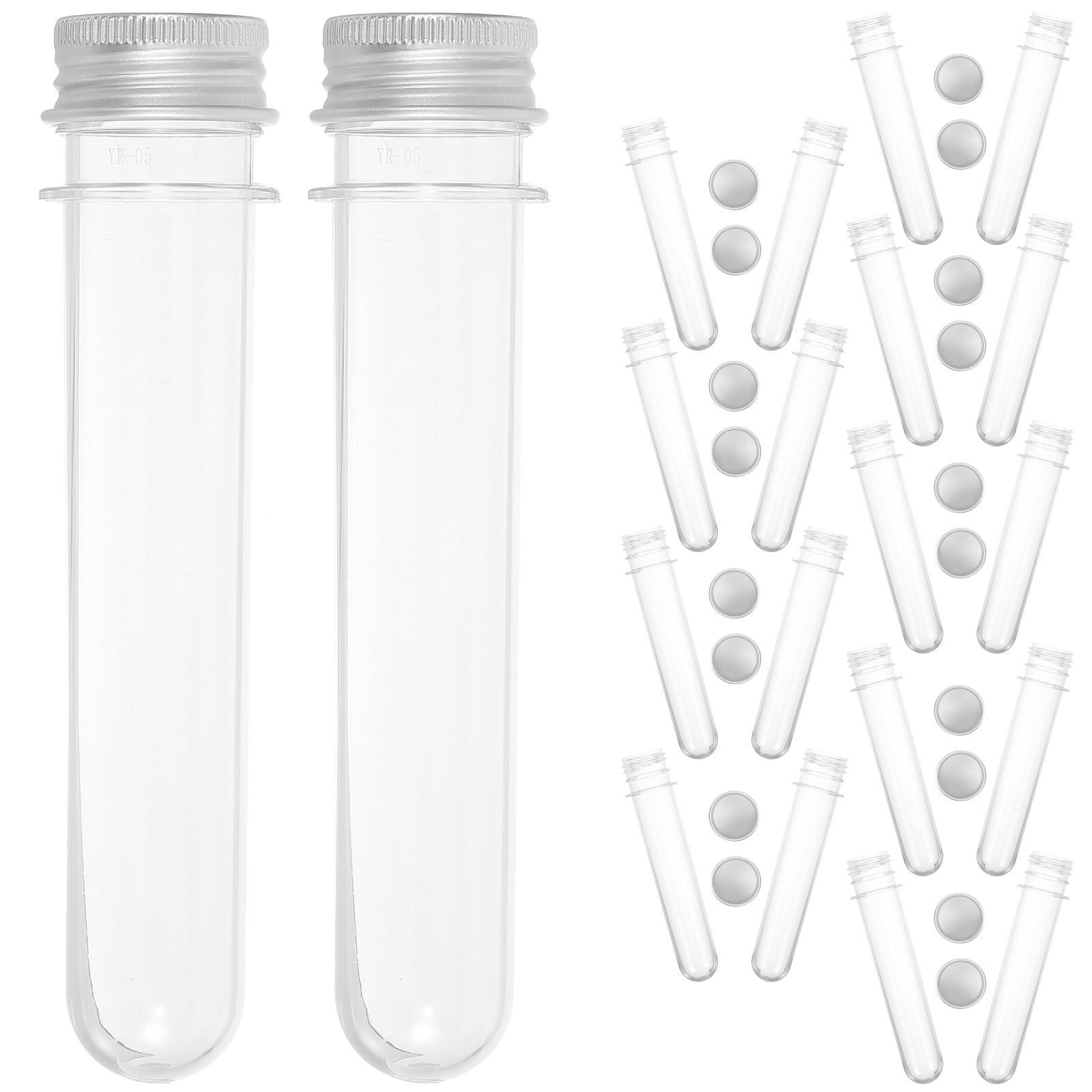 OUNONA 20 Pcs Bottles with Lids Clear Test Tubes Cylindrical Containers ...