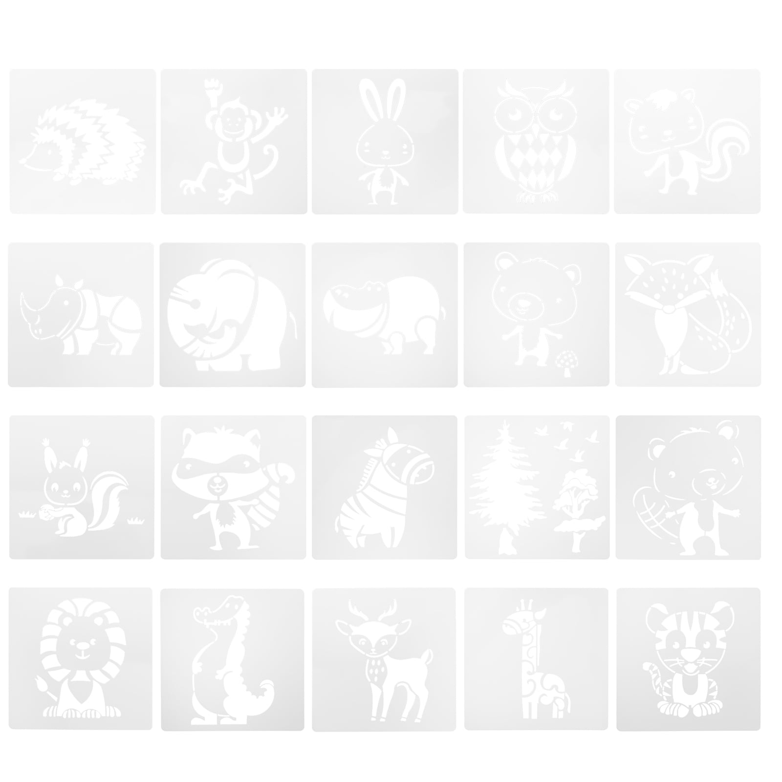 OUNONA 20 Pcs Chalk Stencils for Kids Animal Drawing Template Painting ...