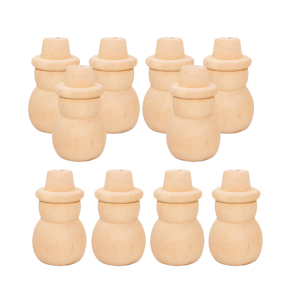 OUNONA Wooden Unfinished Snowman Ornament 20Pack Beige Crafting for ...