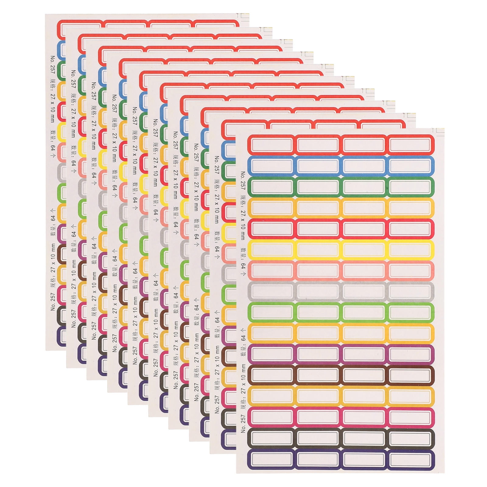 OUNONA 20 Sheet Name Tags Stickers With Colorful Border Self-Adhesive ...