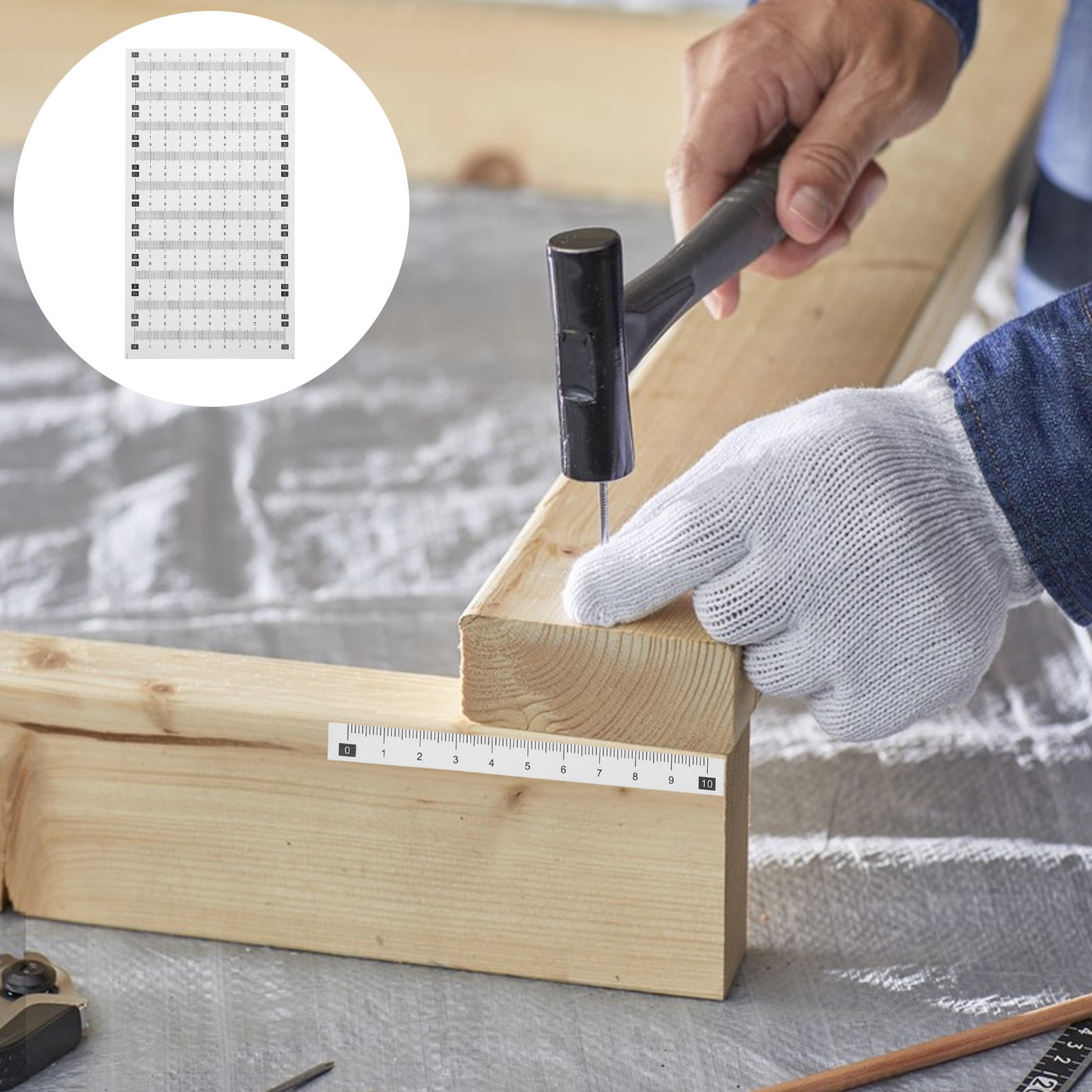 OUNONA 20 Sheet Workbench Ruler Self Adhesive Backed Tape Measure ...