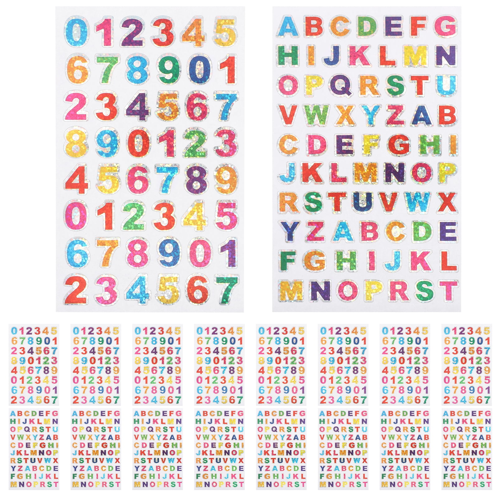 OUNONA 20 Sheets Colorful Alphabet and Number Stickers for Phones ...