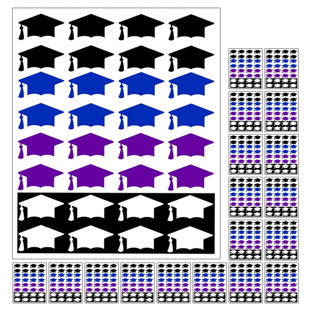 OUNONA 20 sheets of Grad Themed Stickers Decorative Cap Stickers ...