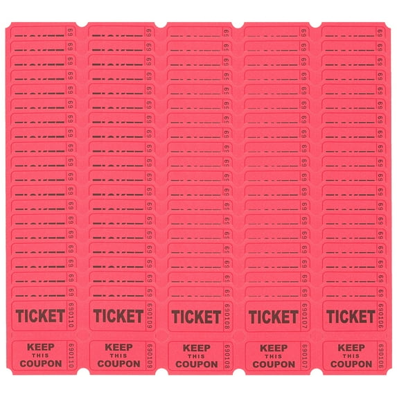 200pcs Red Raffle Tickets for Various Events and Decor Amusement Park ...