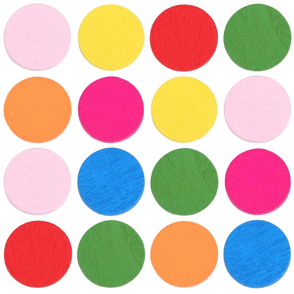 OUNONA 200 Pcs Wooden Disc Learning Tool Tokens for Kids Math Discs ...