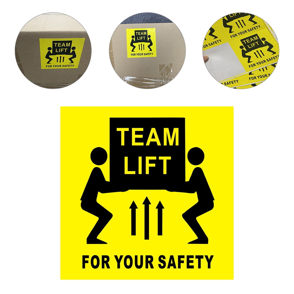 OUNONA 200Pcs Team Lift Caution Signs Self Adhesive Yellow Heavy Object ...
