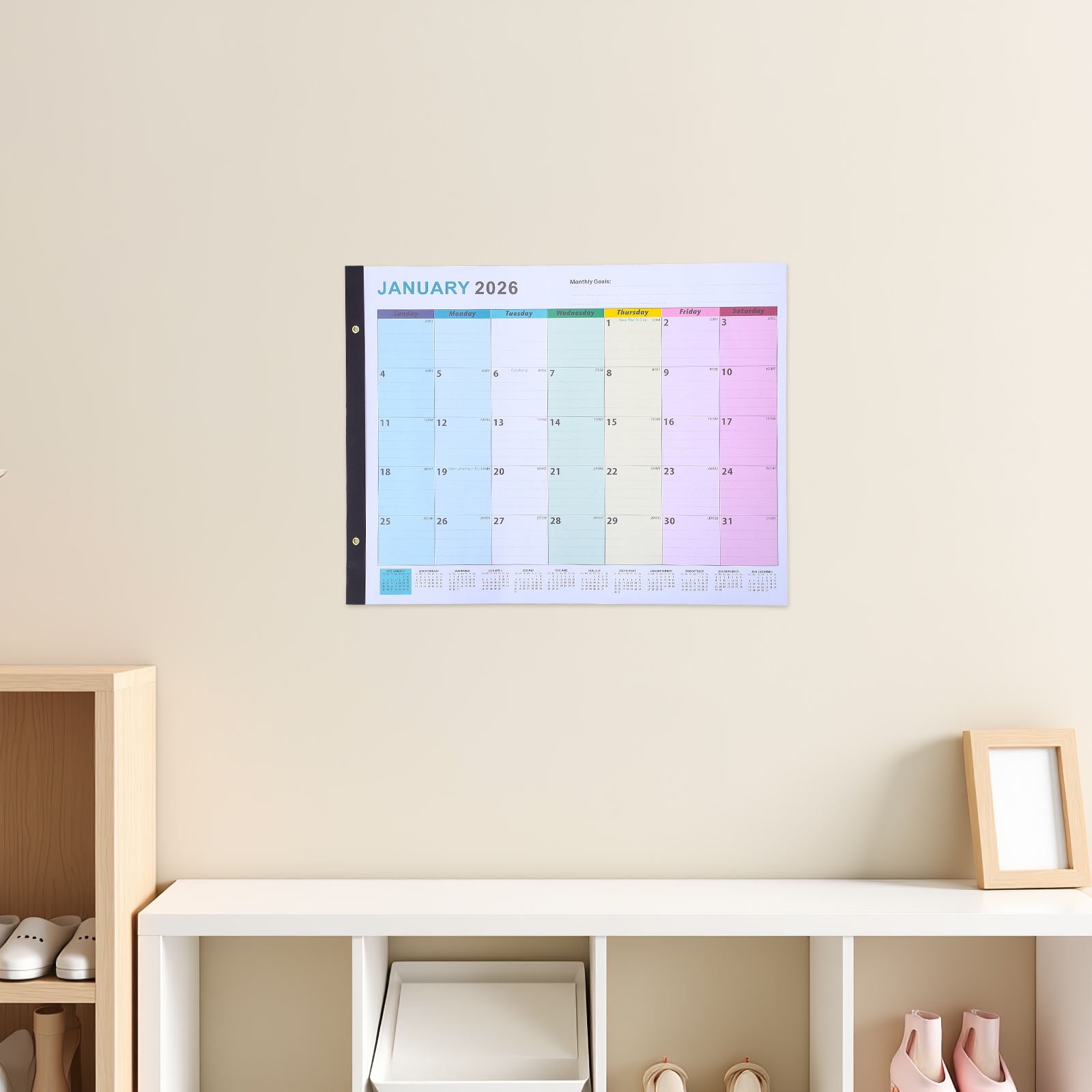 OUNONA Monthly Wall Calendar with Pre Drilled Holes for Easy Hanging ...