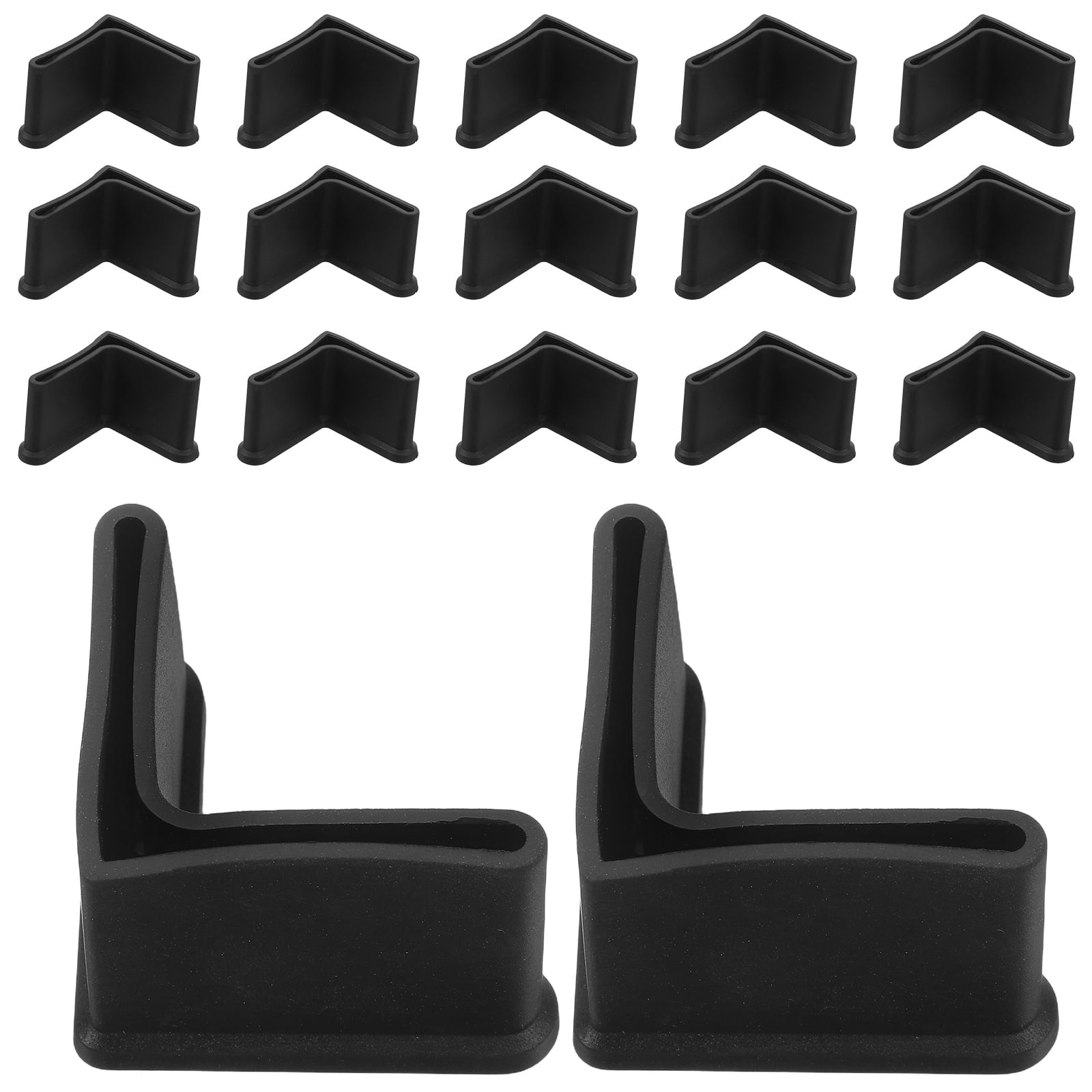 OUNONA 20Pcs Black Plastic Furniture Foot Covers L Shaped Chair Leg ...