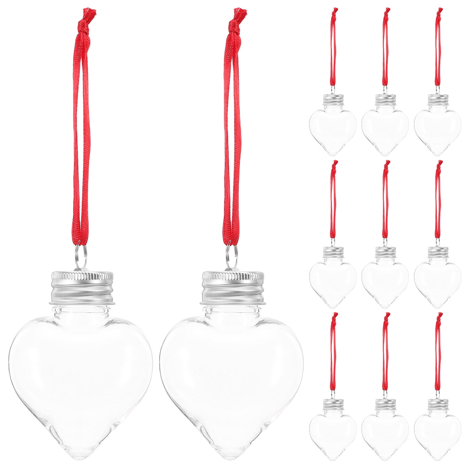 OUNONA 20Pcs Transparent Heart Shaped Hanging Bottles with Lid for ...