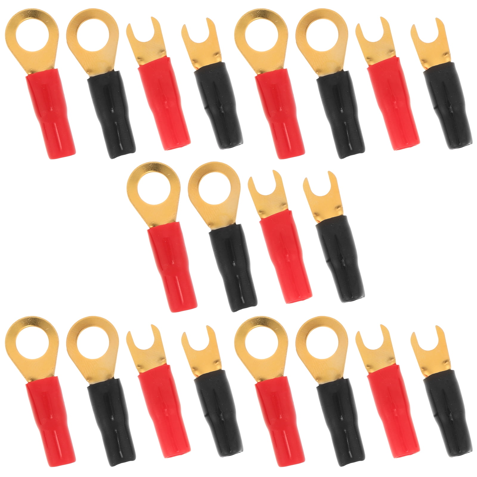 OUNONA 20Pcs Insulated Terminals Ring Fork Electrical Wire Crimp ...