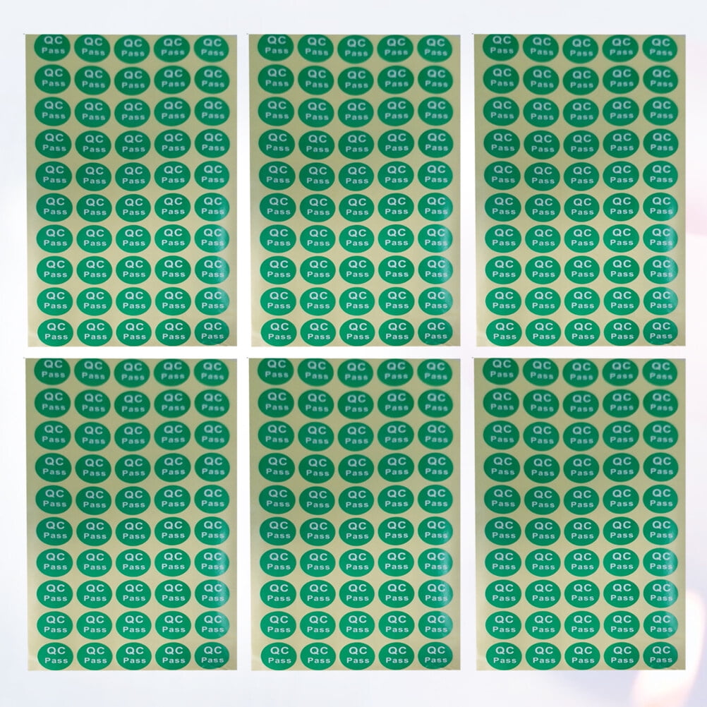 OUNONA 20Pcs Passed Stickers Green Round Adhesive Labels Quality ...