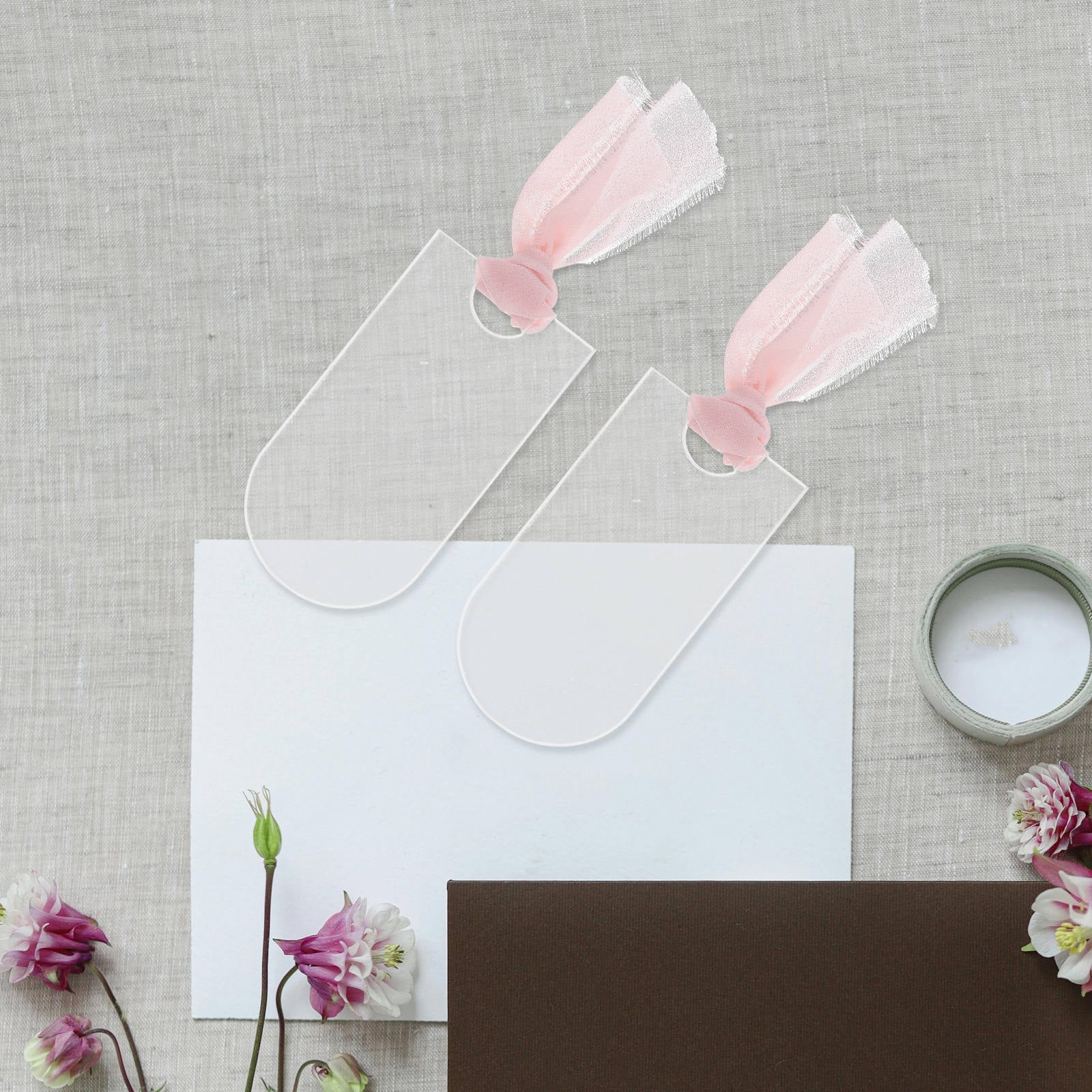 OUNONA 20pcs Acrylic Name Tags with Ribbon Blank Arched Place Cards for ...