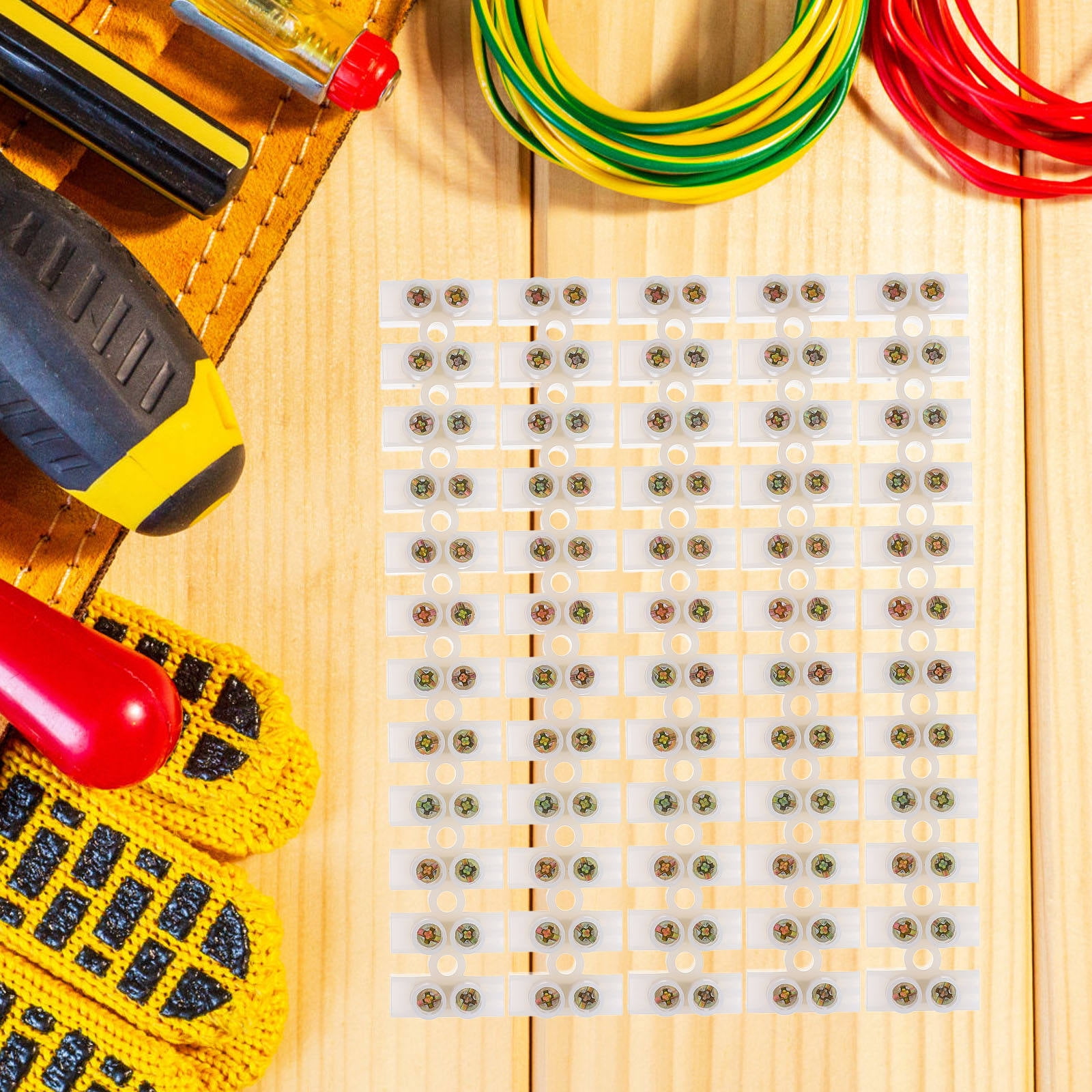 OUNONA 20pcs Dual Row 12 Position Electric Barrier Terminal Block White ...